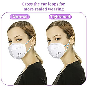 VERNASSA KN95 Face Mask 50 Pcs, 5-Ply Breathable KN95 Masks, Filter Efficiency≥95% Against PM2.5, Individually Wrapped, Disposable White Face Masks