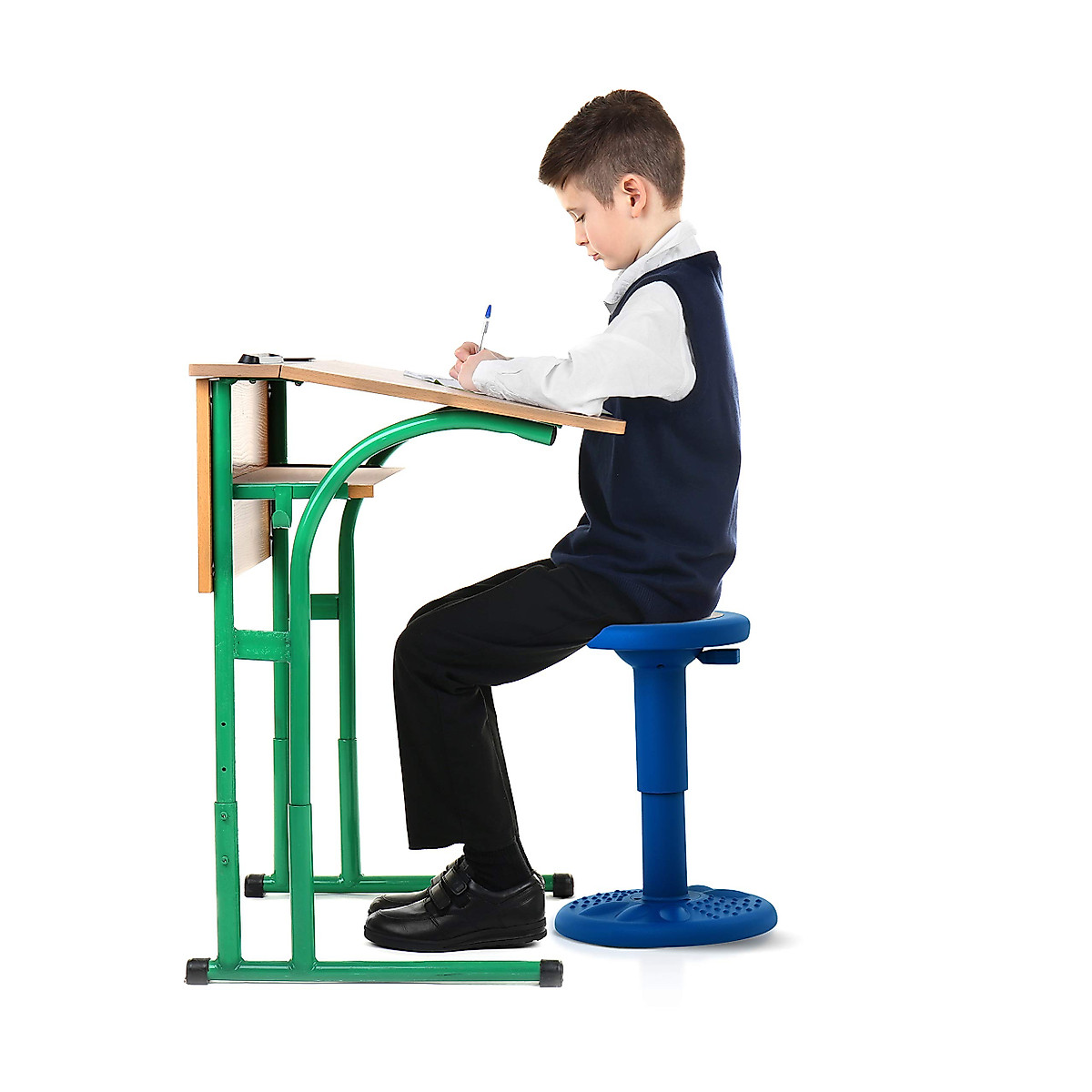 Studico ActiveChairs Adjustable Wobble Chair, Flexible Classroom Seating improves Focus, Posture & Helps ADHD/ADD. Classroom Stools, Active Wobble Chairs, Adjusts from 16.65" to 23.75" Ages 13-18 Blue