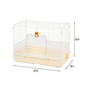 IRIS USA Small Wire Animal House with Top Access, Easy to Clean Cage with Wide Access Drop Down Door for Small-Sized Pets Animals Rabbits Guinea Pigs Rats, Ivory