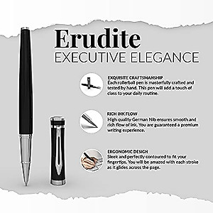 Wordsworth & Black Gel Rollerball Pen [Black Chrome], Journaling, Note-Taking, Business, Professional, Executive Writing Pens; Perfect Roller Ball Pen Gift for Men and Women