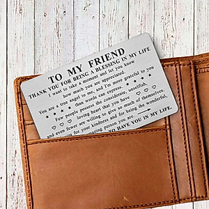 ABNTY Friend Gifts for Women, Thank You for Being a Friend Card, Appreciation Friend Gifts, Steel Engraved Wallet Card Insert