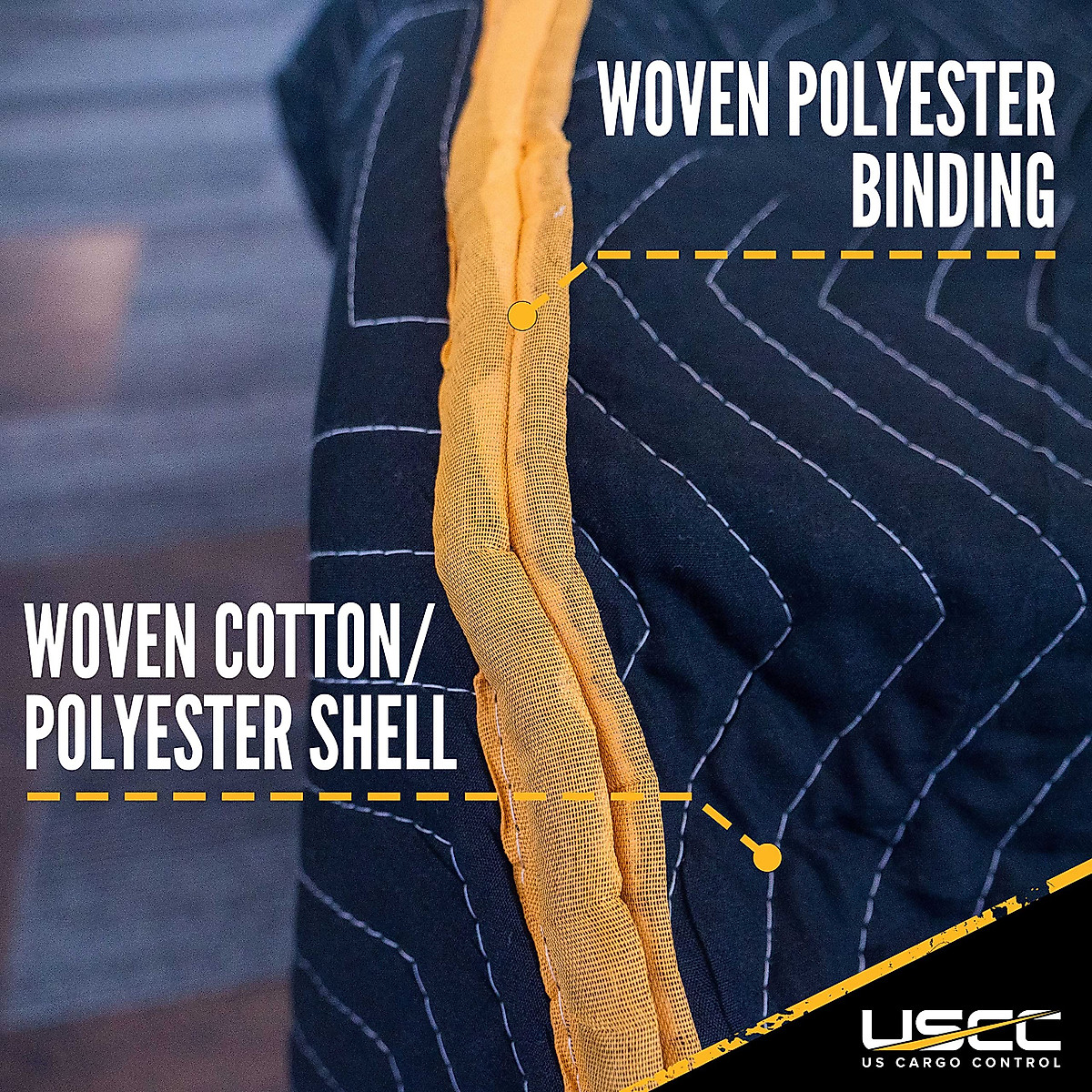 US Cargo Control Heavy Duty Quilted Cover for Chair/Recliner - Black/Yellow Furniture Pad for Moving and Storage - 39 Inches x 46 Inches - Cotton/Polyester Blend - 9 Pounds - Washable, Reusable