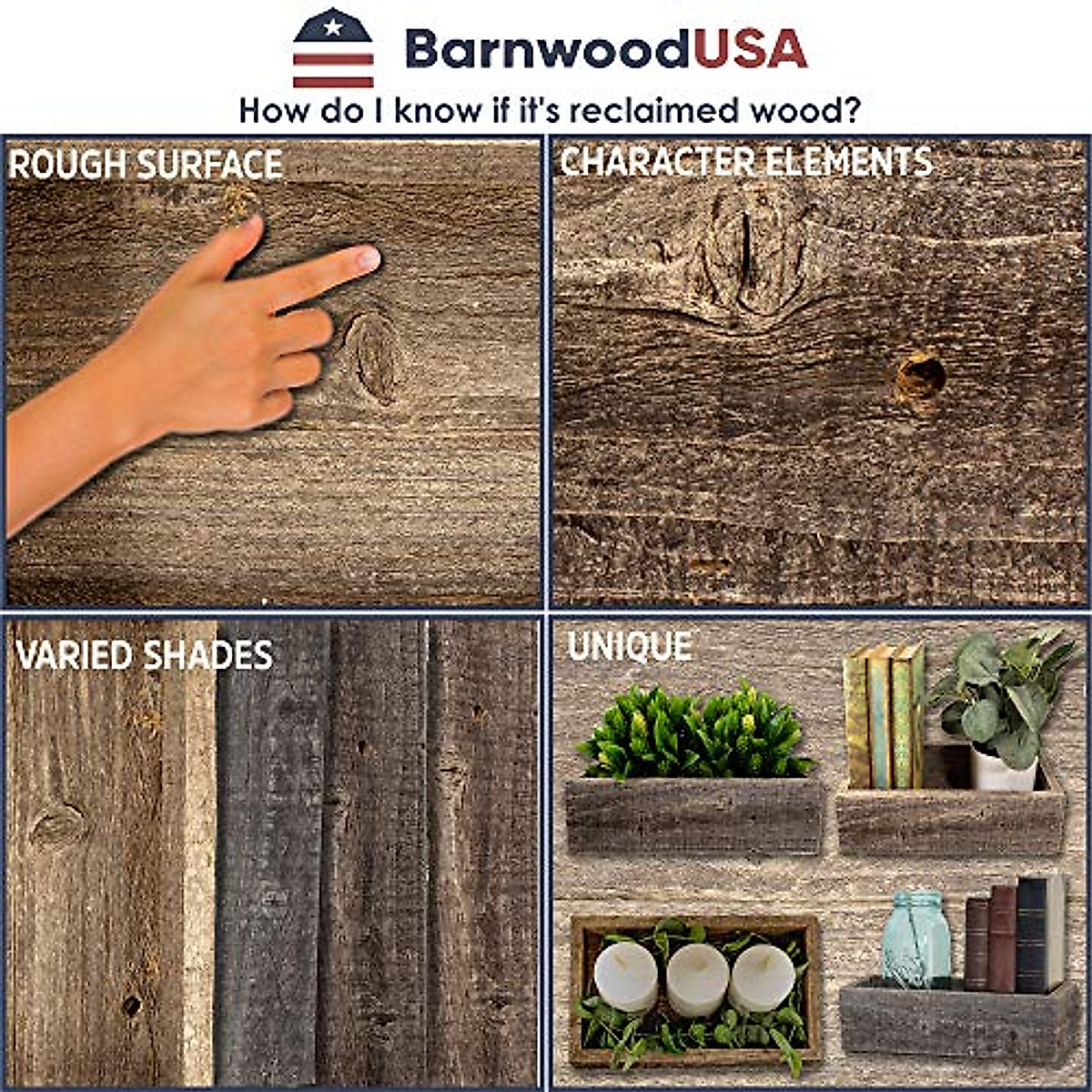 BARNWOODUSA Small Rustic Wooden Box | Best for Wood Flower Planter, Toilet Top Storage Boxes, and Table Decor Centerpieces