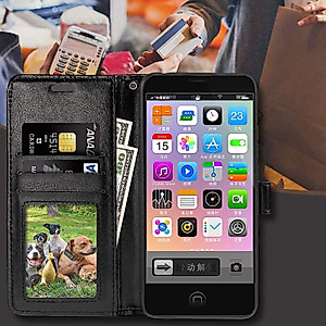 HGJTFANY Wallet Case for Ulefone Armor X13 (6.52") with 1 X Tempered Glass Screen Protector, Stand Function Premium Leather Flip Phone Cover, with Soft TPU bumper lining Case - Black