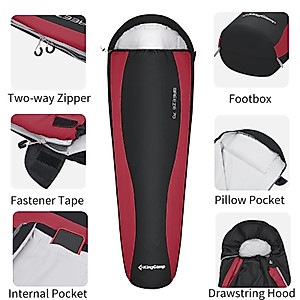 KingCamp Down Sleeping Bag 650 Fill Power Ultralight Compact Portable Sleeping Bags for Adults Cold Weather 3 Season Backpacking Bag for Camping Traveling with Compression Sack, 84''ⅹ29''ⅹ19'', Black