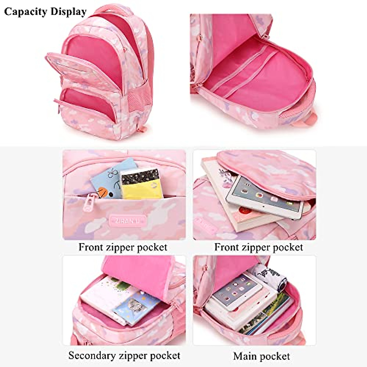 Rolling Backpack for Girls Elementary School Students with Wheels Bookbags Kids trolley Tie Rod Schoolbag Teens Travel Bag