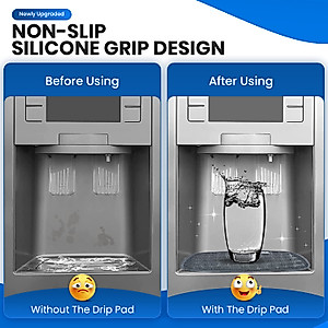 THE DRiP PAD - Refrigerator Drip Catcher for Water Tray, Protects Ice and Water Dispenser Pan From Spills, Mineral Build-Up and Water Splatter (2 pack, Grey) (Rectangular)