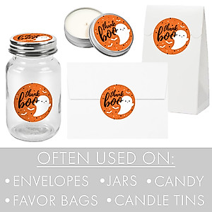 Orange A Little Boo is Almost Due Halloween Baby Shower Thank You Card Stickers, Party Favor Bag Labels - 40 Count