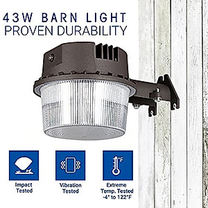 TERRASON LED Security Area Light 43 Watts - Barn Light Dusk to Dawn with Photocell - Ultra Bright Yard Light 5500 Lumens, 5000K, 400W Incandescent or 150W HID Light Equal