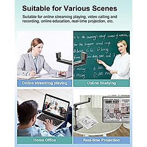 VIZOLINK 8MP Document Camera & Webcam with Noise-Canceling Microphone, A3-Size Capture, Auto Focus, 3-Levels Adjustable Brightness, for Live Demo, Home Office, Remote Teaching