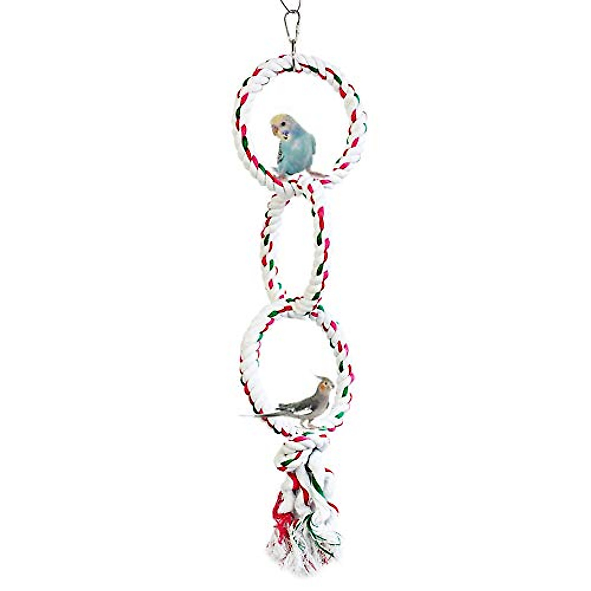 LeerKing Bird Perchs for Parrots, Conures,Cockatiels, Parakeets, Rope Perches for Bird Cages, Colorful Rope Chewing Swings Toys