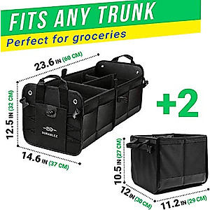 DURABLEZ 4 Compartment Separable Collapsible Car Trunk Storage Organizer for SUV Minivan Truck Sedan - XXL, Black