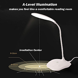 LED Table Lamp,Portable Eye-Protected Flexible Gooseneck Small Desk Lights for Dorm Study Office Bedroom-USB or 3 AA Batteries Powered -Not Include Batteries(1 Pack)