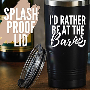 Onebttl Horse Gifts for Horse Lovers, Farmer, I'll Be At the Barn, Insulated Stainless Steel Tumbler with Lids and Straws on Birthday, Christmas, 20 oz, Black