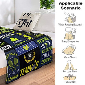 Jreergy Tennis Blanket Gifts for Tennis Player Warm Throw Blanket for Boys Girls Sport Lover Blanket for Sofa Camping Couch 40"x50"