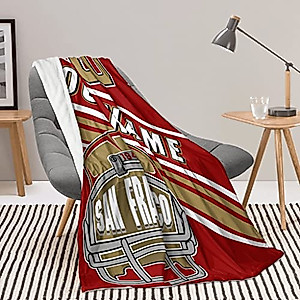 Yieking Custom Gifts for Men Football City Blanket for Bed Add Name and Number Throw Blankets, 40" x 50", 50" x 60", 60" x 80"