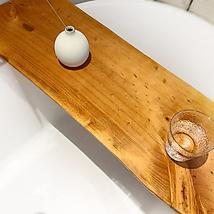 ZYFAB Luxury Bamboo Bathtub Tray Caddy,Walnut Color Wood Bathtub Board Table Large Non Slip Bathtub Stand Fits Most Freestanding Tubs,Brown,80 * 30 * 5cm