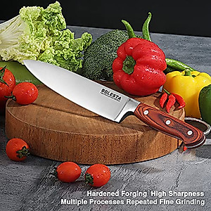 BOLESTA Chef Knife, Super Sharp Chef's Knife, 8 inch Professional Kitchen Knife,German High Carbon Stainless Steel Cutting Meat Knives, Safflower Pear Handle with Gift Box