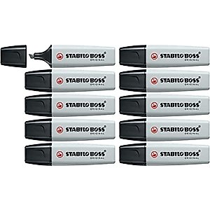 STABILO Highlighter BOSS ORIGINAL Pastel Box of 10 Dusty Grey