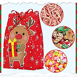 Small Christmas Gift Bags for Kids Christmas Goodie Bags Holiday Candy Bags for Gifts Christmas Treat Pastries Cupcakes Cookies Brownies Donuts Xmas Gift-Giving Bag Kids Small Christmas Party Gift Bags Bulk