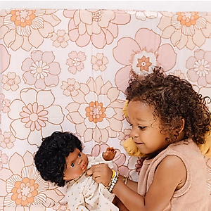Toki Mats | Waterproof Cover Included Organic Play Mat 40 Inches x 40 Inches | Blooms | Padded Play Mat with Included Cotton Removable Washable Cover