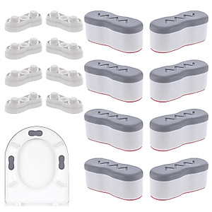 8Pcs Bidet Height-increasing Pads Toilet Seat Risers Toilet Lid Rubber Bumpers with 2 Heights Adjustment Grey & Clear Self Adhesive Universal Bidet Bumpers Replacement Bumpers for Toilet Seat