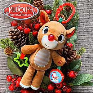 KIDS PREFERRED Rudolph The Red-Nosed Reindeer On The Go Teether Developmental Activity Toy, 12 inches , Brown