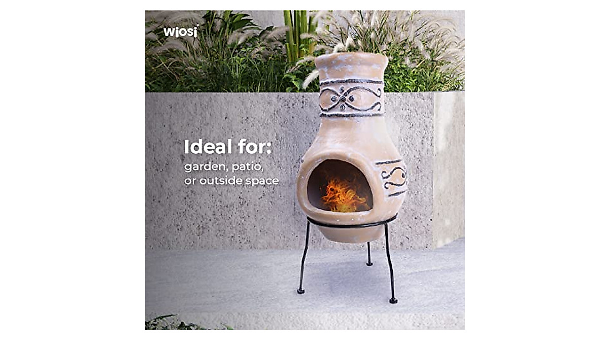 Wiosi Small Outdoor Chiminea Fireplace – Rustic Garden Fire Pit