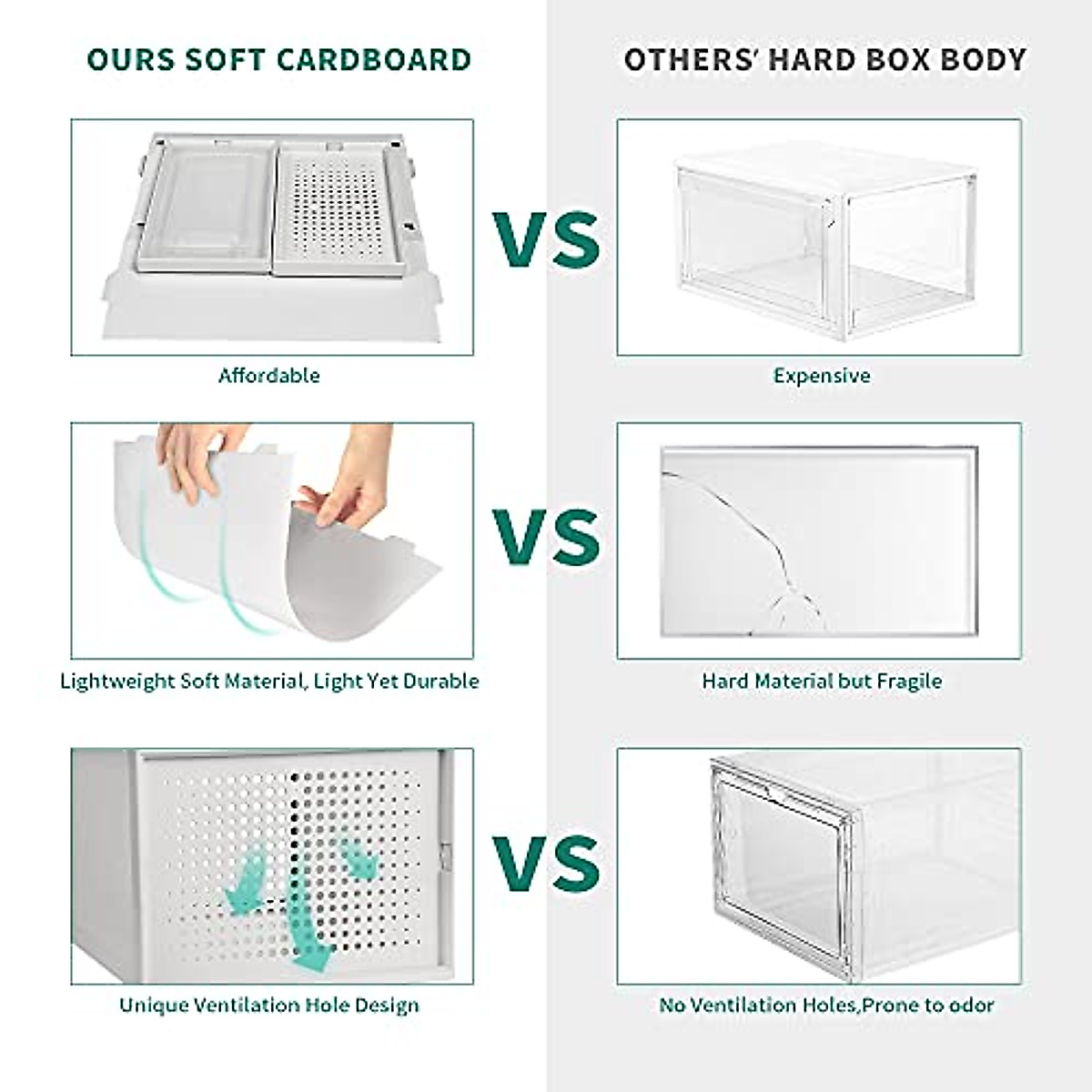 YITAHOME Shoe Box, Set of 12 Shoe Storage Organizers Stackable Shoe Storage Box Rack Clear Drawer-White, Medium Size,13.8”L x 9.8”W x 7.3”H