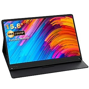 ZEUSLAP 15.6 Inch Portable Monitor, 1920x1080 Full HD IPS Portable Screen with HDMI+USB-C Ports for Laptop/MacBook Pro/PC/Switch/Xbox/PS4/Smartphone, Including Smart Cover (Common