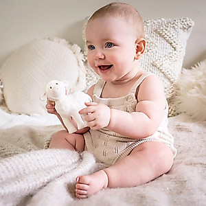 Tikiri Toys Rubber BahBah Rattle, Teether &amp; Bath Toy, Organic Natural Rubber, Ages 6 Months &amp; UP