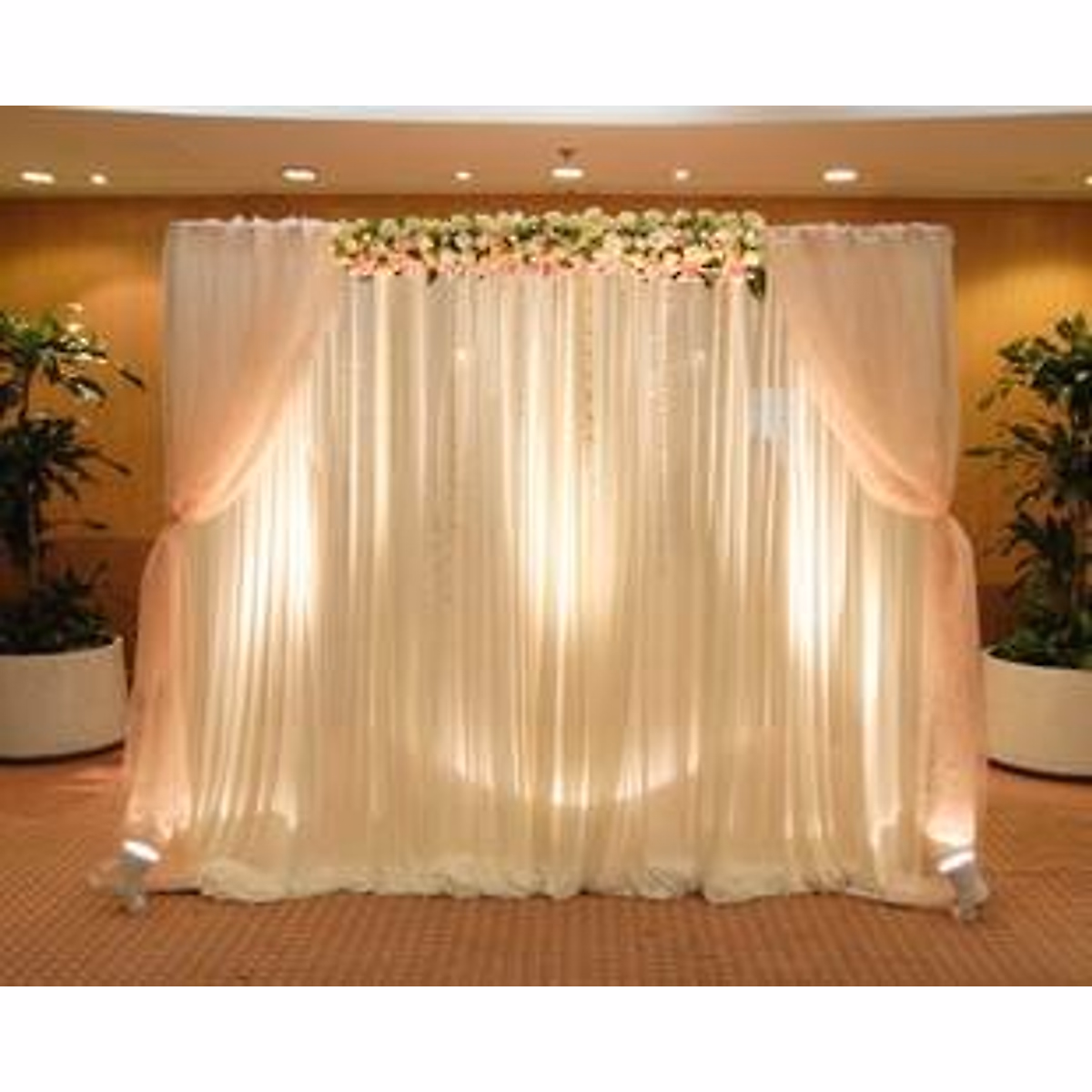 HAORUI Ice Silk Backdrop Curtain for Wedding Ceremony Photography Banquet Event Party 10ft White