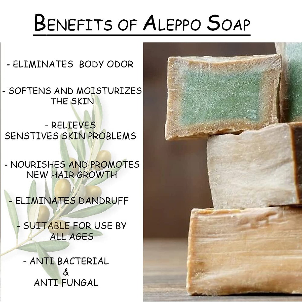 Aleppo Soap - 2 Pack - 8 oz each - Laurel Oil, Virgin Olive Oil, Natural & Handmade from Origin