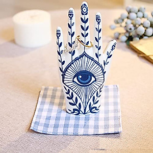 LZBALUYO Hamsa Ring Holder for Room Decor, Hamsa Hand Jewelry Display Holder Ring Stand Ring Organizer, Evil Eye Preppy Room Decor Aesthetic, Hamsa Gifts for Women Bathroom Bedroom Boho Home Decor