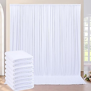 40ft×10ft Wrinkle Free White Backdrop Curtain for Wedding Party, 8 Panels 5×10ft Thick Silky Polyester Photo Backdrop Drapes Curtains for Parties Birthday Baby Shower Baptism Photography Home Decor