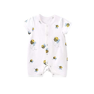 pureborn Baby Boys Girls Short Sleeve Cute Romper Summer One-Piece Outfits Cartoon Bees 0-3 Months