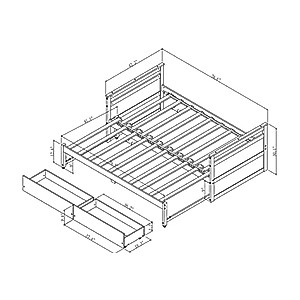ODC Solid Wood Extendable Daybed,Twin to King Daybed with 2 Drawers,Wooden Daybed with Trundle,Convertible Sofa Bed for Bedroom Living Room