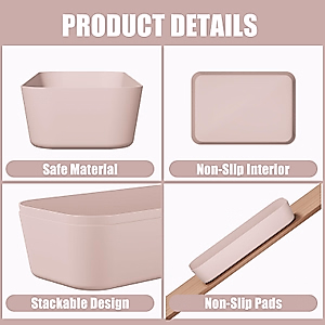 Homhut Plastic Drawer Organizers, 18 PCS Bathroom Drawer Organizer Bins, Desk and Vanity Organizer Plastic Tray, Makeup organizer and storage for Bedroom, Kitchen Gadgets Utensils and Office (Pink)