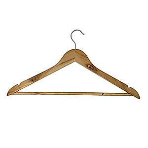 Natural Wood Coat Suit Hangers with Non Slip Bar & Swivel Chrome Hook (Solid High Grade Maple) (10)