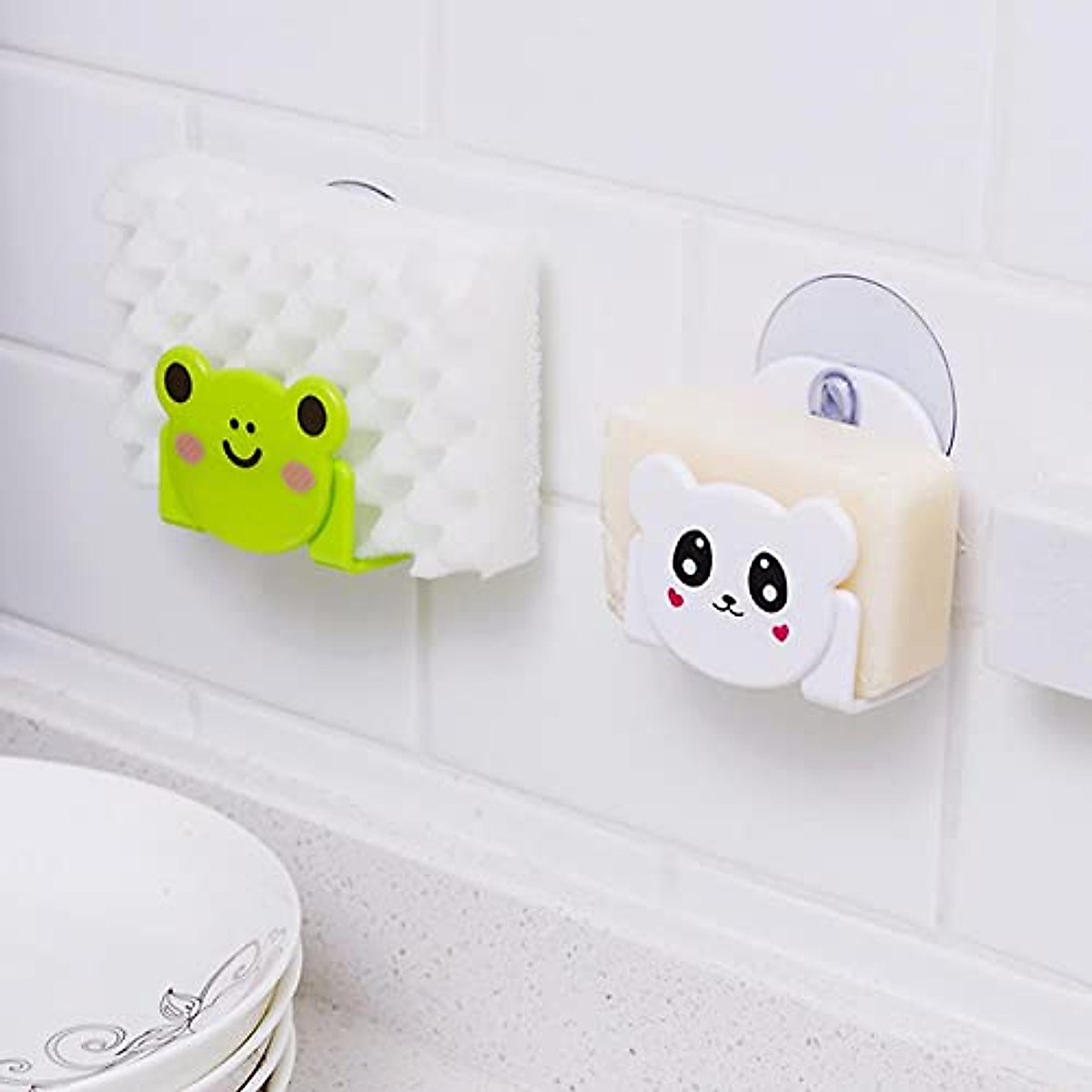 RYGRZJ Sink Rack Kitchen Drainer Rack,Suction Cup Sink Drain Rack Sponge Storage Holder for Kitchen Organizer Bathroom Accessories