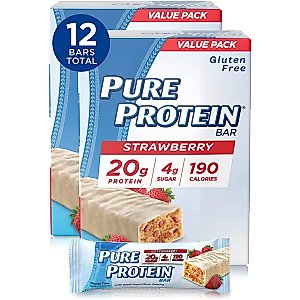Pure Protein Strawberry Greek Yogurt Protein Bars, 1.76 oz, 6 Count, 2 Pack (Packaging May Vary)