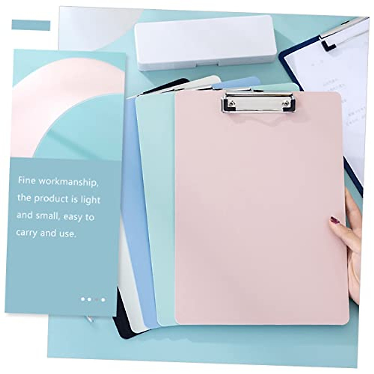 Tofficu 4 Pcs Writing pad exam Paper Clips Pencil Sketch Hand Support Paper folders Office folders a4 Document Holder Conference Note pad Plastic Writing Board Office Clip Boards Letter