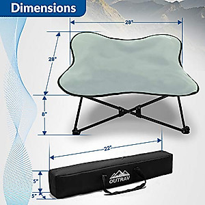 Portable Elevated Dog Bed | Folding Pet Cot for Indoor, Outdoor, Traveling, Camping | Fold Up Steel Frame with Padded Cushion Canopy | Raised Travel Lounger for Large, Small, Dogs, Cats, up to 100 lb.