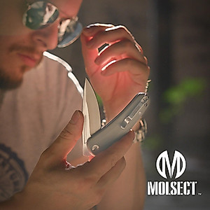 MOLSECT Orbit Pocket Folding Knife, Liner Lock EDC Knives 3.23" Satin 14C28N Blade G10 Handle, Everyday Carry Knife with Clip for Outdoor Indoor Hiking Camping Fishing Work Men Women Gift