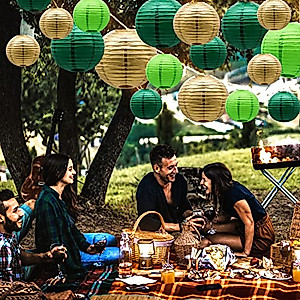 Green Paper Lanterns Party Decorations, Round Hanging Lantern for St. Patrick's Day, Graduation, Wedding, Tropical Jungle Theme Birthday Party Football Theme Baby Shower Decorations