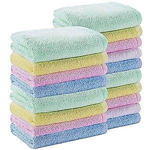 NBLJF Multicolor Washcloths Set 18 Pack for Newborn Baby Washcloth or Bath Hand Towel and Face Cloths or Bathroom-Kitchen Multi-Purpose Soft-Comfortable Absorbent Fingertip Towels