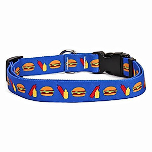 Yellow Dog Design Cheeseburgers Dog Collar Fits Neck 14 to 20"/4" Wide, Medium 3/4" Wide, Multi-Color, (IDCH104)