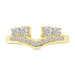 Jewel Zone US White Cubic Zirconia Anniversary Wrap Enhancer Ring in 14k Yellow Gold Over Sterling Silver