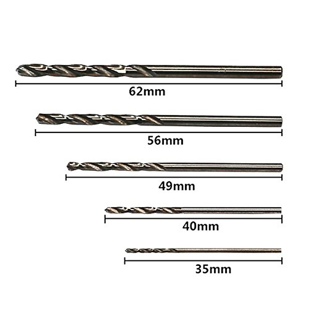 SPKLINE 10 Pcs High Speed Steel Cobalt Drill Bit Set 2 Pcs of Each 1mm(3/64"), 1.5mm(1/16") 2mm(5/64") 2.5mm(3/32") 3mm(1/8") Jobber Length Twist M35 Metal Drill Bit For Stainless Steel And Hard Metal