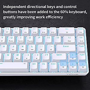 DIERYA T68SE 60% Gaming Mechanical Keyboard,Ultra Compact Mini 68 Key with Red Switches Wired Keyboard,Anti-Ghosting Keys, for Windows Laptops and PC Gamers,White